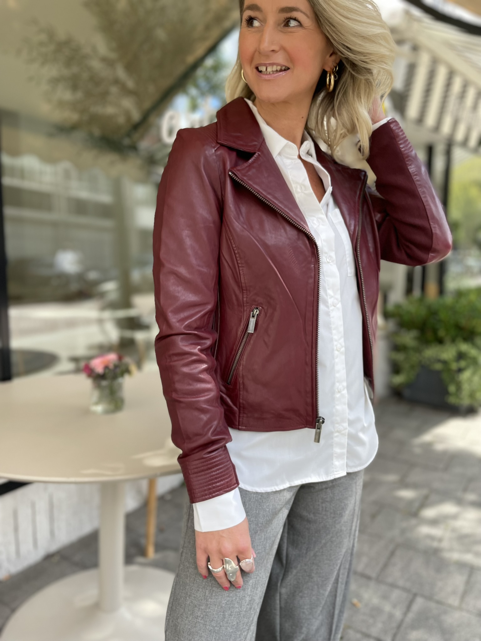 Leather Jacket Rachel | Aubergine | XL | 2900017947054