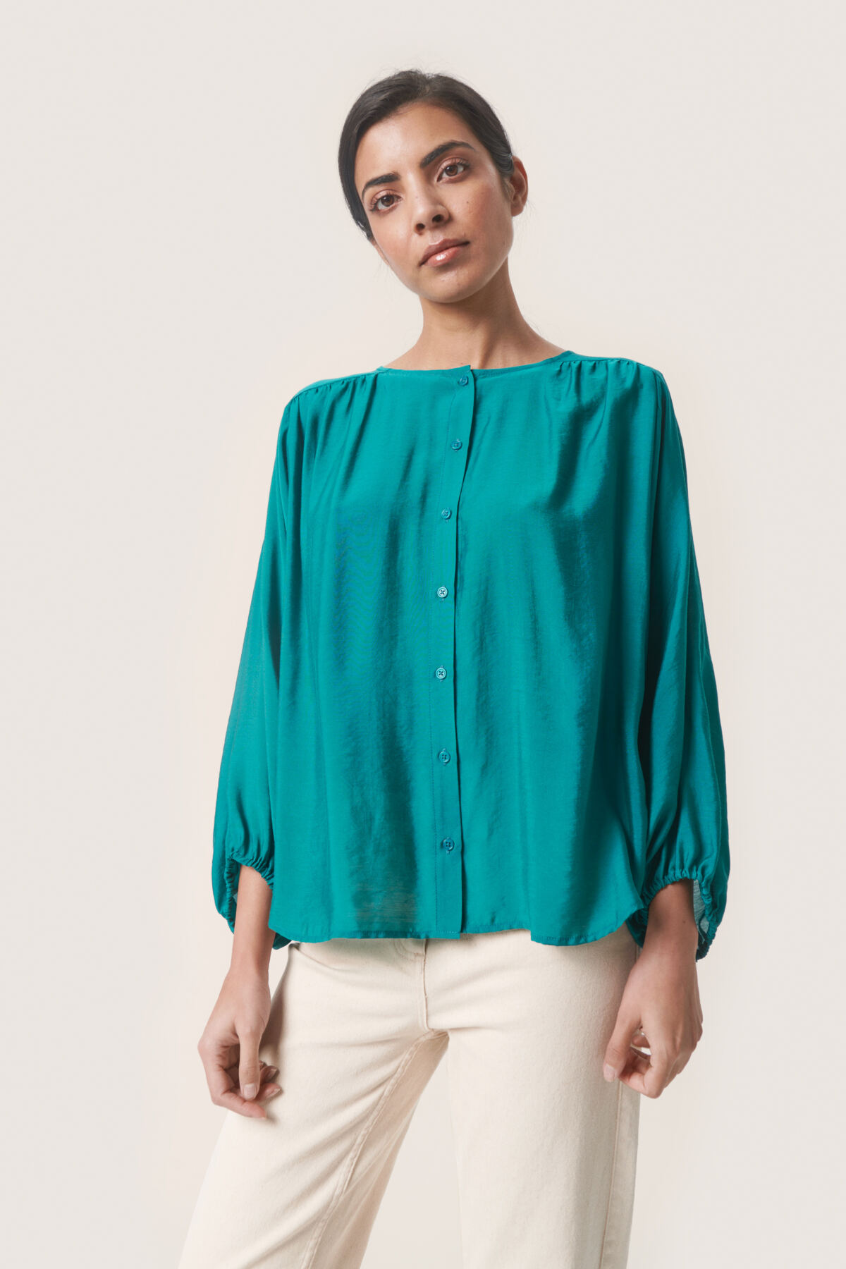 Leodora Blouse 3/4 | Petrol | L | 2900012599043